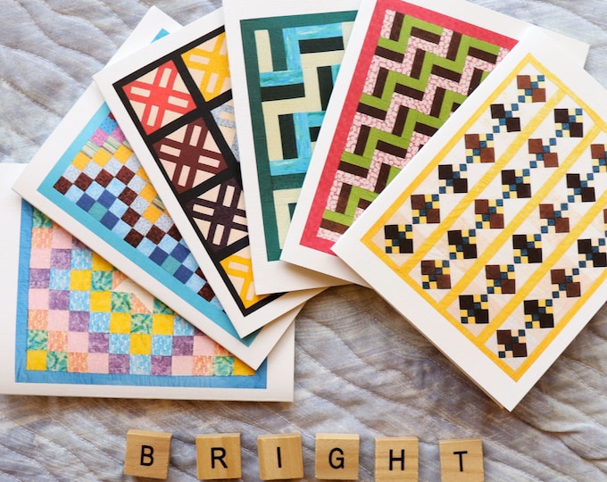 Vintage Quilt Patchwork Note Card: Handmade Fabric Art Greeting Card - Etsy