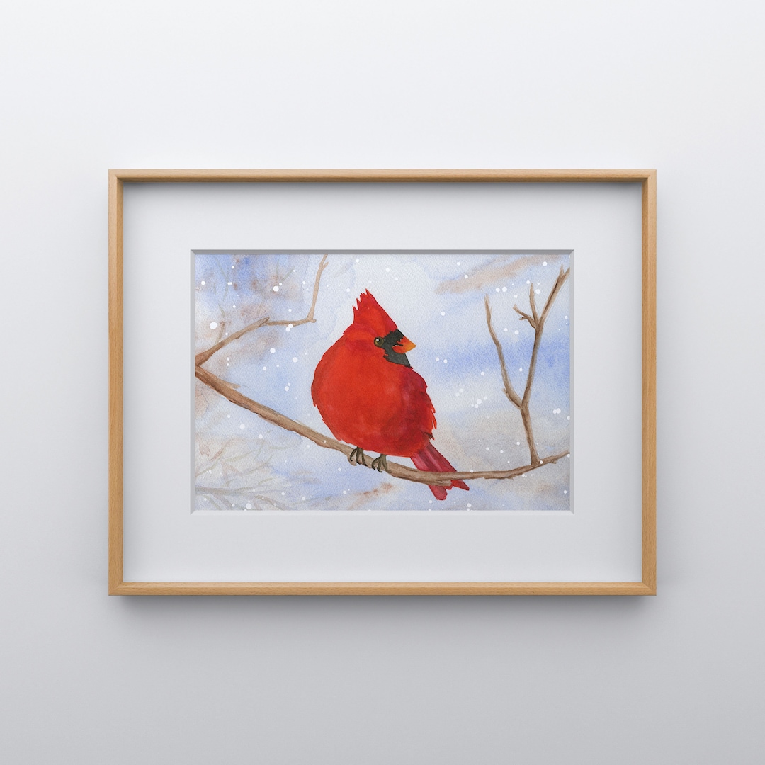 Red Cardinal in the Snow Print From Original Watercolor, 5 X 7, 8 X 10 ...