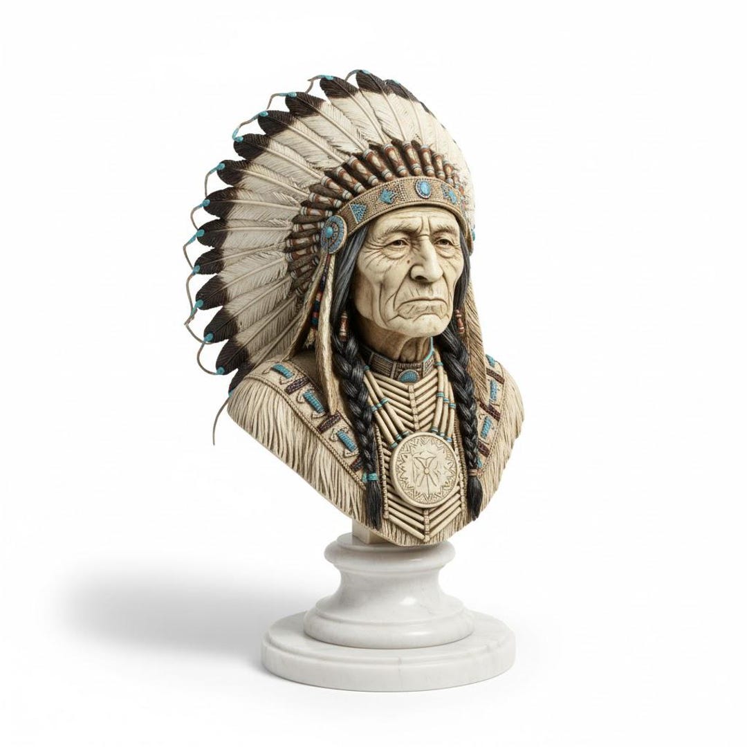 Indian Chief Bust for Collection and Decoration - PJH3D - Etsy