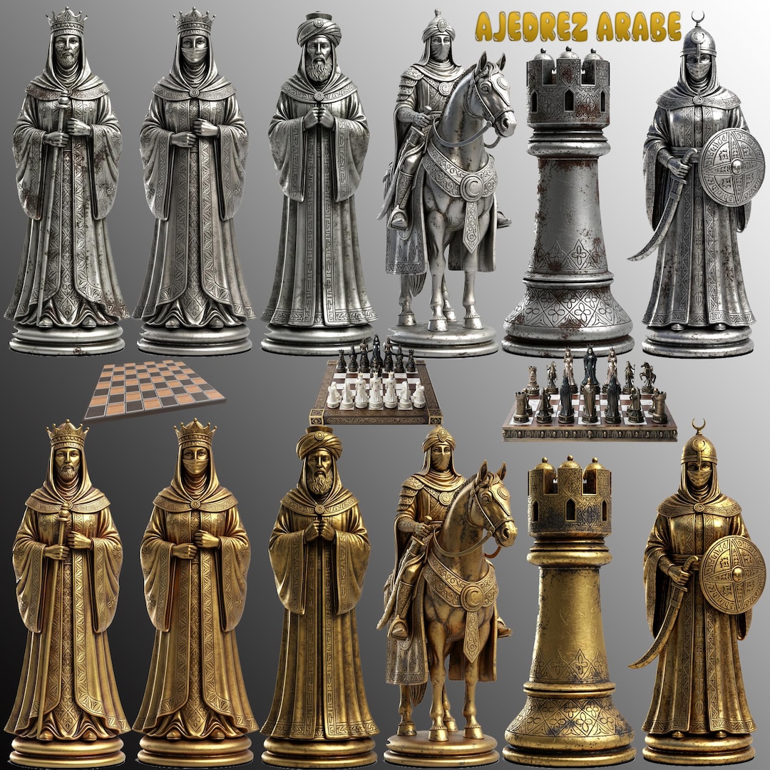 Luxury Arabic Chess Set With Collector's Board for 3D Printing - Etsy