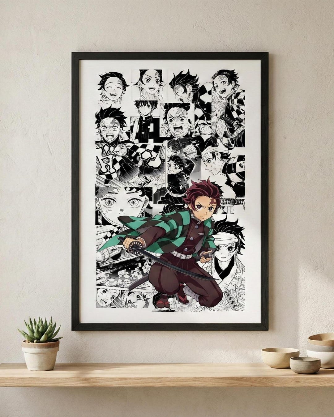 Tanjiro Kamado Manga Wall Art, Demon Hunter Anime Poster, Water ...