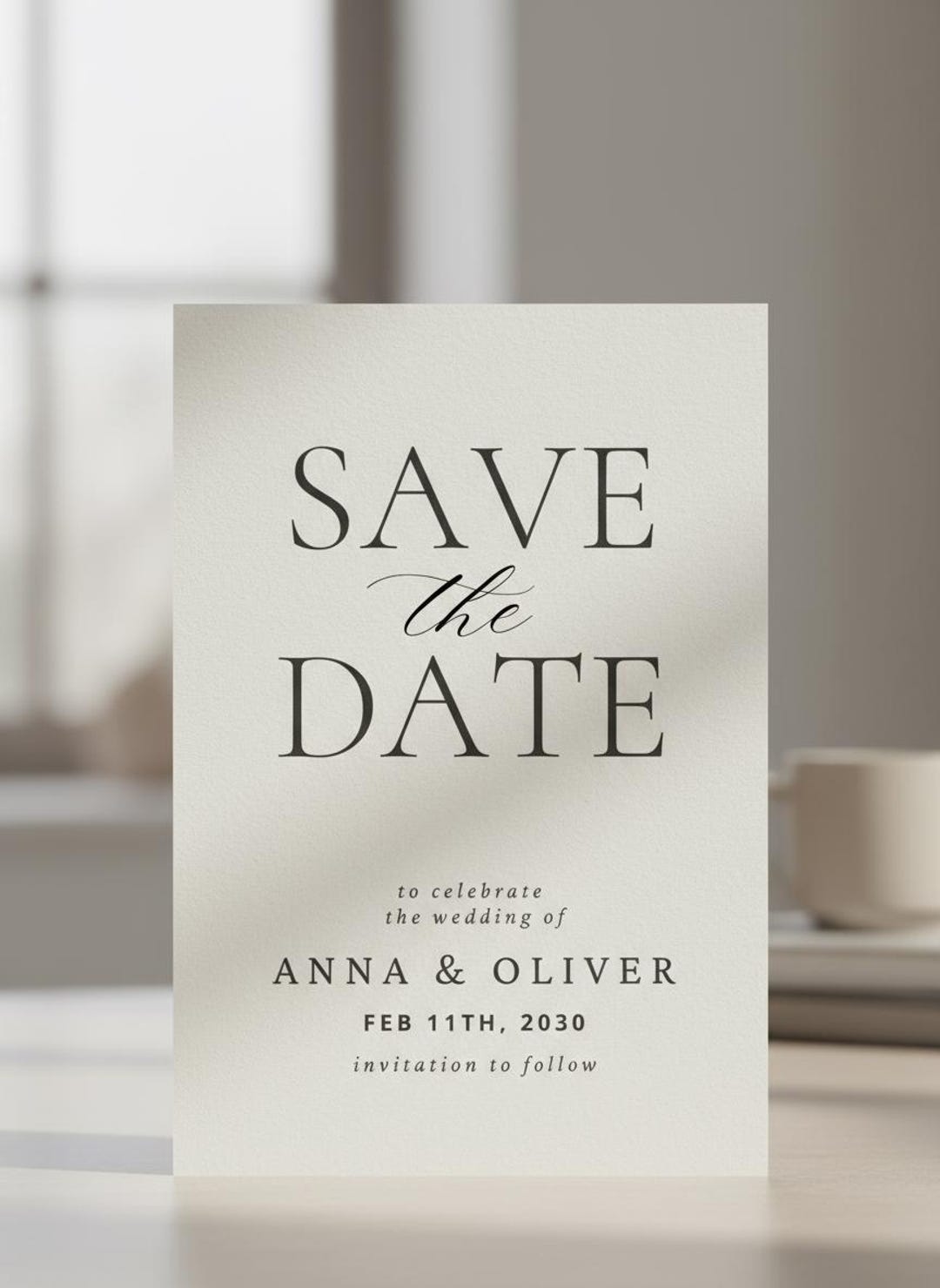 Minimalist Save the Date: Black and White Wedding Template (digital ...