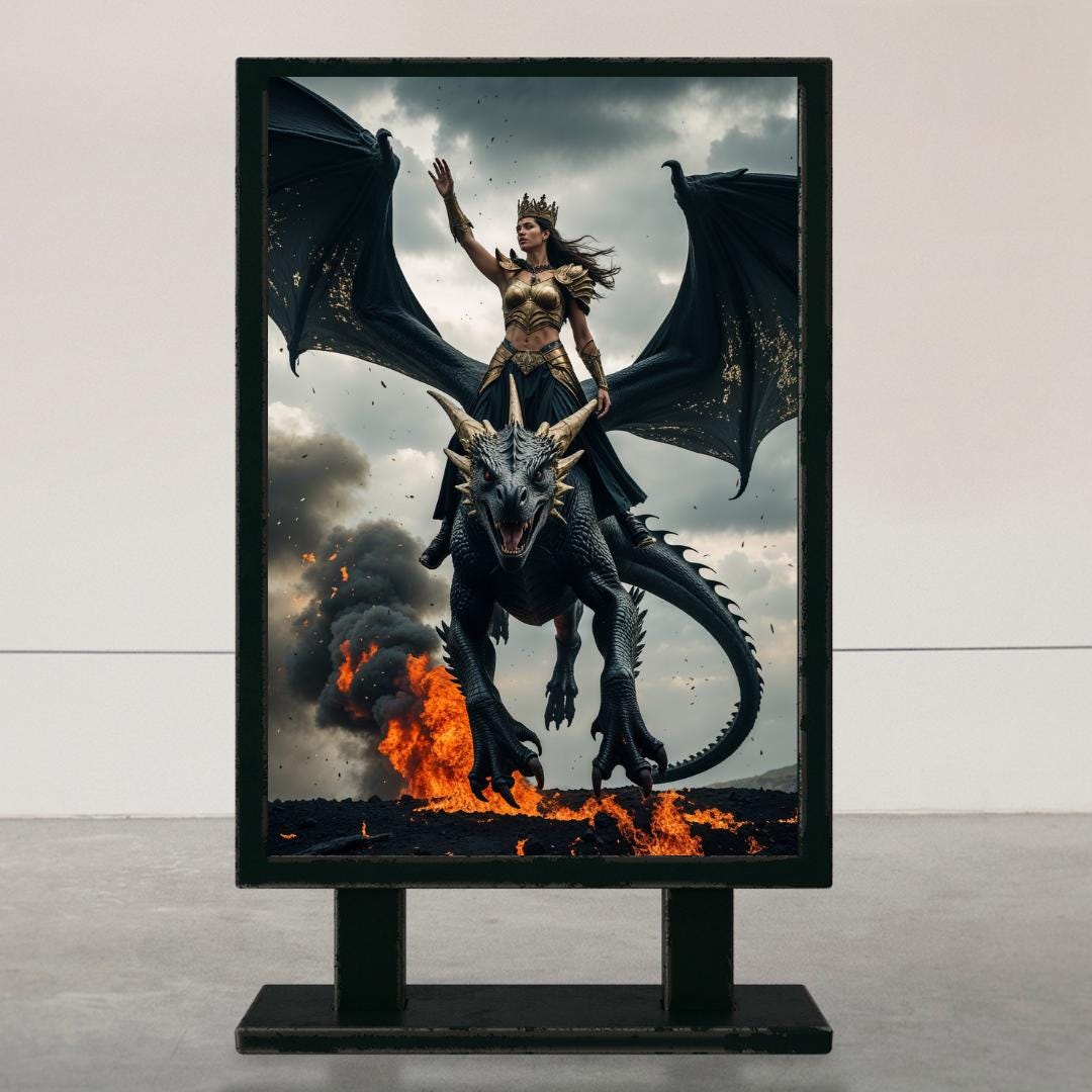 Queen of Fire – Dragon Rider Fantasy Wall Art | Warrior Queen Digital ...