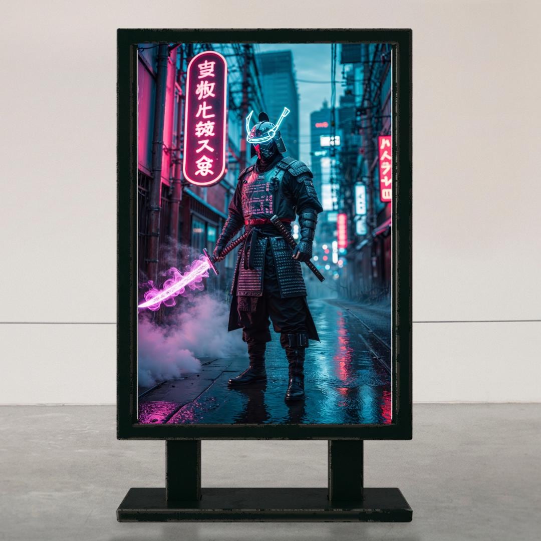 Neon Ronin – Cyberpunk Samurai Wall Art | Futuristic Warrior Poster ...