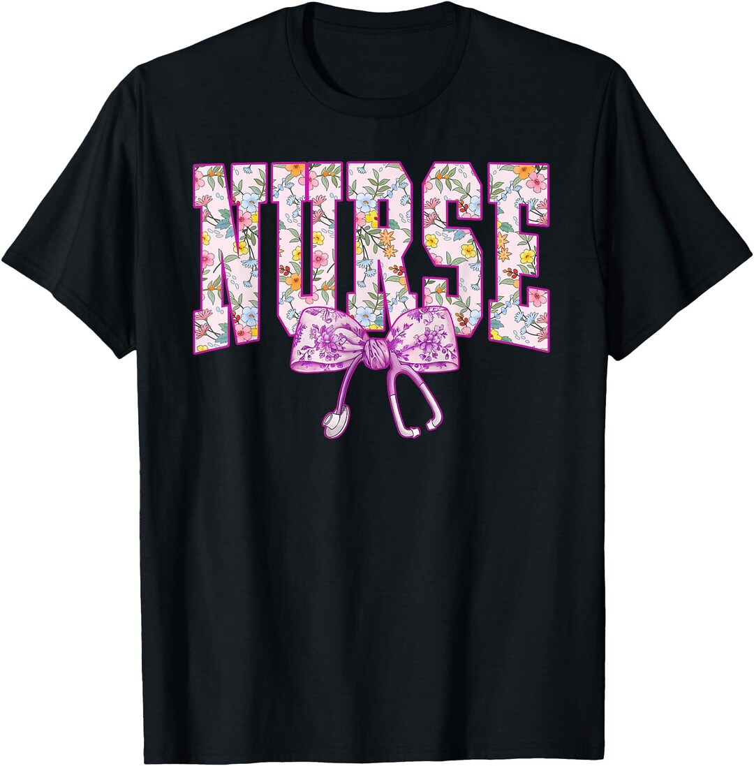 Preppy Floral Stethoscope Nurse Bow PNG, Cna RN Nurse Png, School Nurse ...