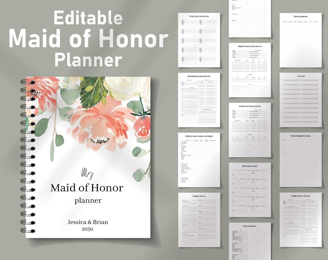 Maid of Honor Planner Printable Bachelorette Party Planning Spreadsheet ...