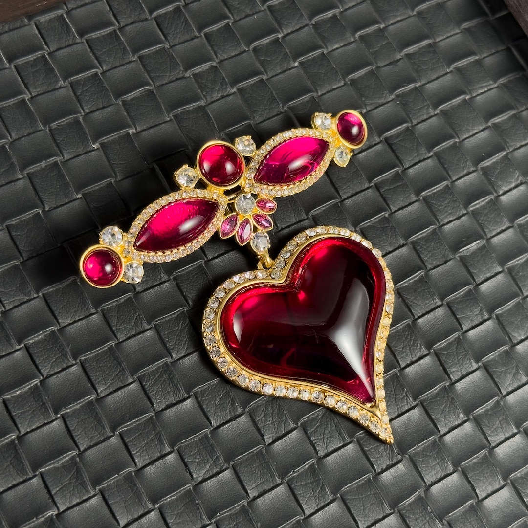 Vintage Purple Heart Pendant Brooch Pin, Wedding Brooch, Birthday Gift ...