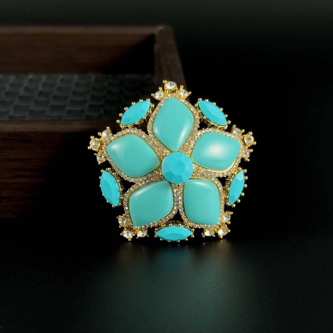 Vintage Blue Flower Pin Brooch - Etsy