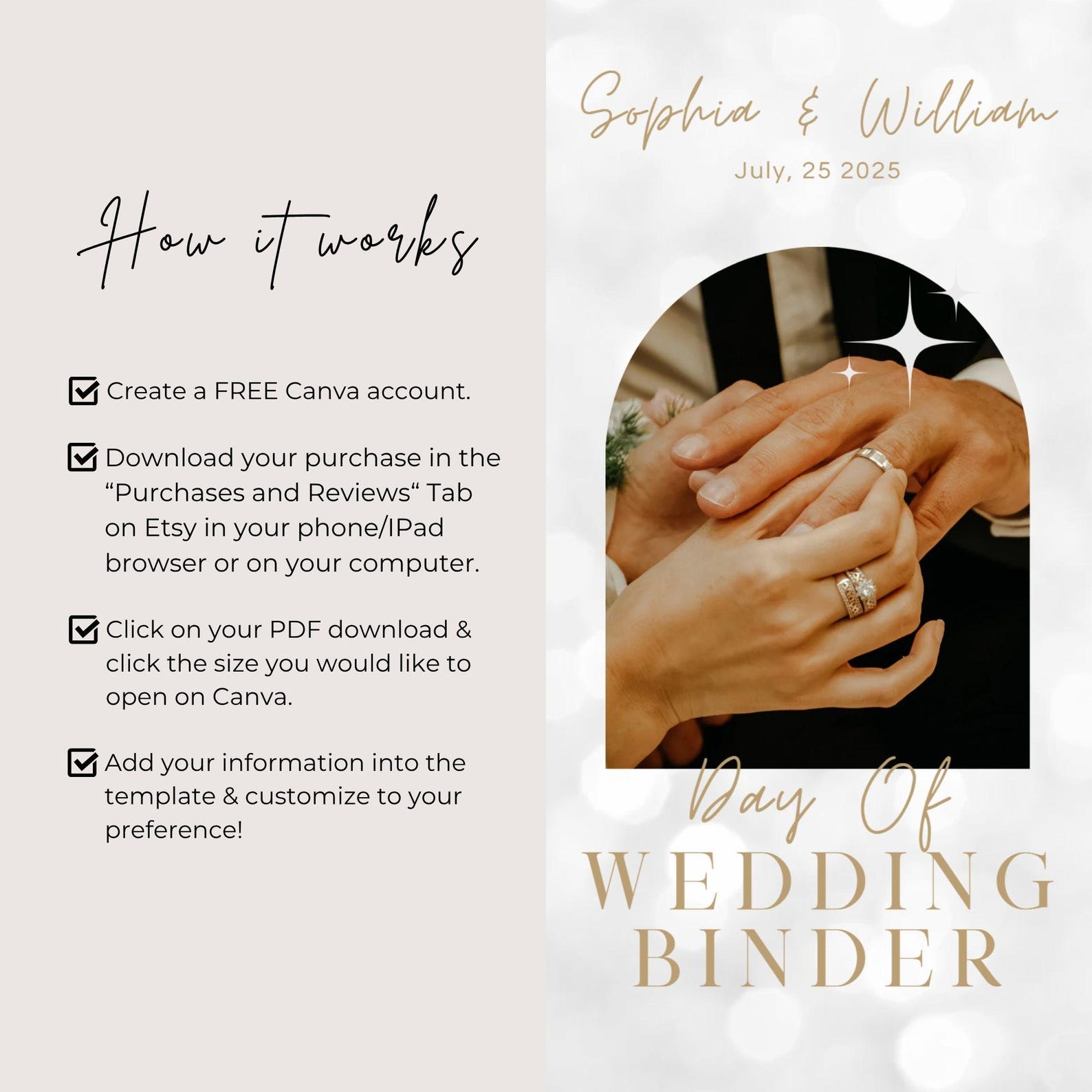 Wedding Planner Binder Template: Customizable Canva Itinerary (digital ...