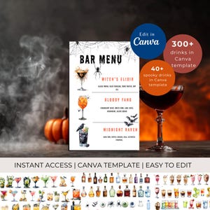 Editable Halloween Bar Menu Template With Spooky Coctails - Etsy