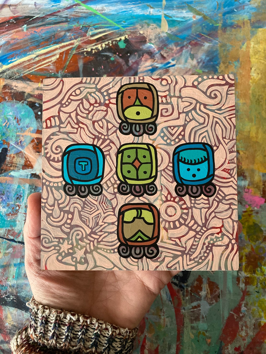 Personalized Mayan Birth Chart and Painted Mayan Cross 5x5 Inch ...