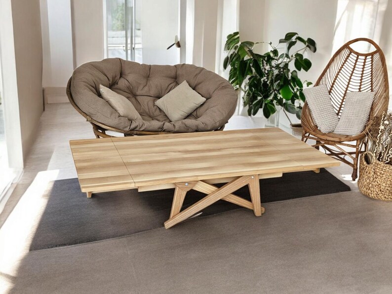 Compact 2-in-1 Transformer Dining Table - Solid Wood Dining and Coffee ...