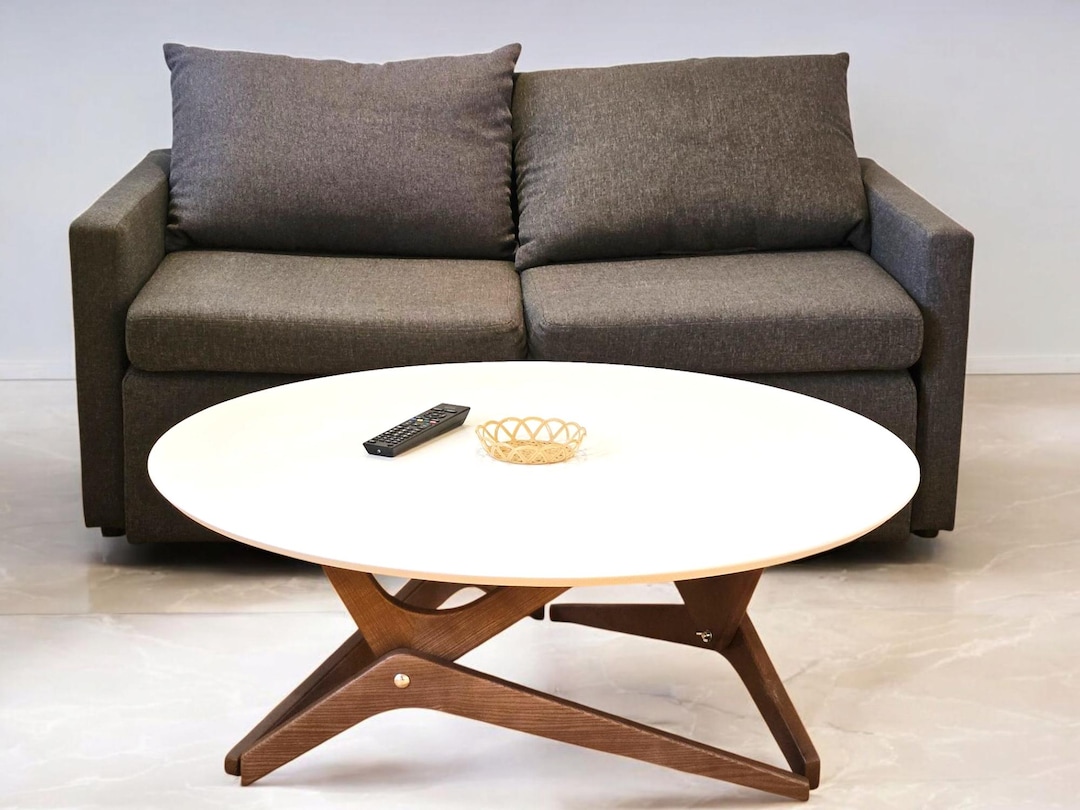 White Round Transformer Table: Handmade Solid Wood Coffee & Dining ...