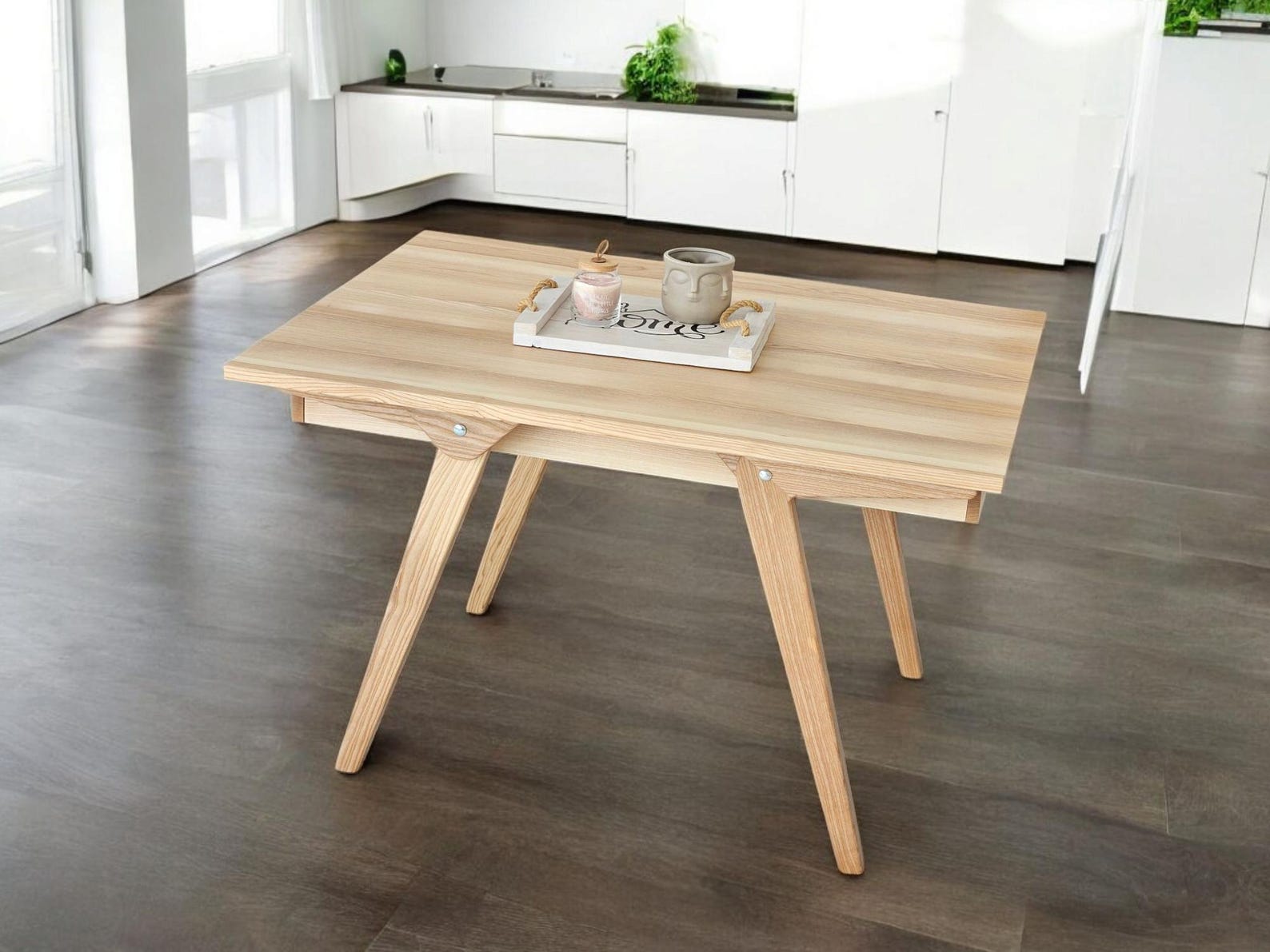 Compact 2-in-1 Transformer Dining Table - Solid Wood Dining and Coffee ...