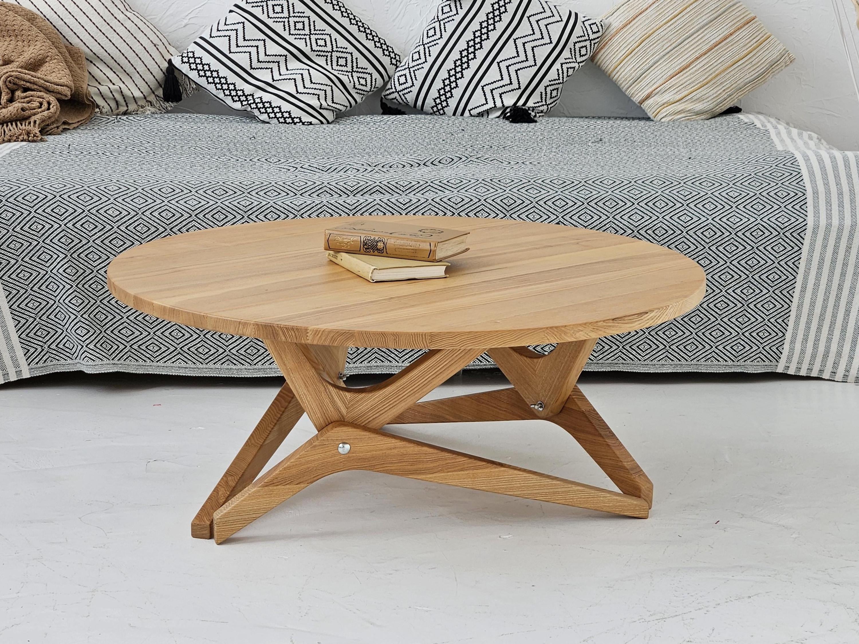 Round Oak Transformer Table: Handmade Solid Wood Coffee to Dining Table ...