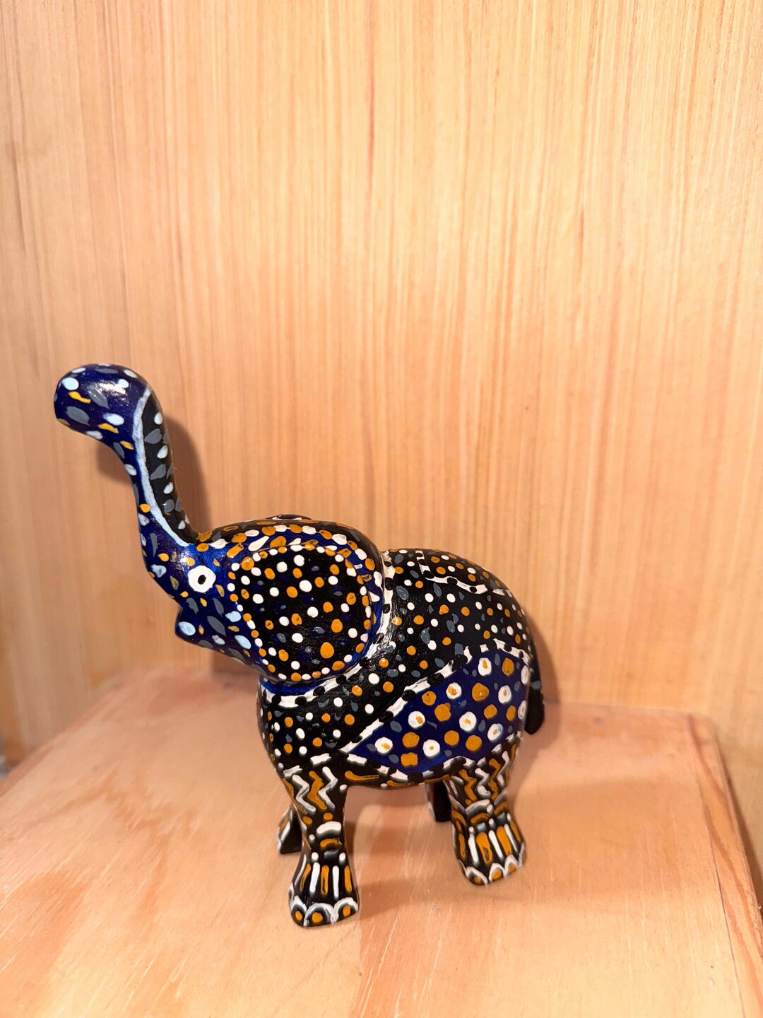 Handcrafted Wooden Elephant - Unique and Elegant, Hand Painted in Black ...