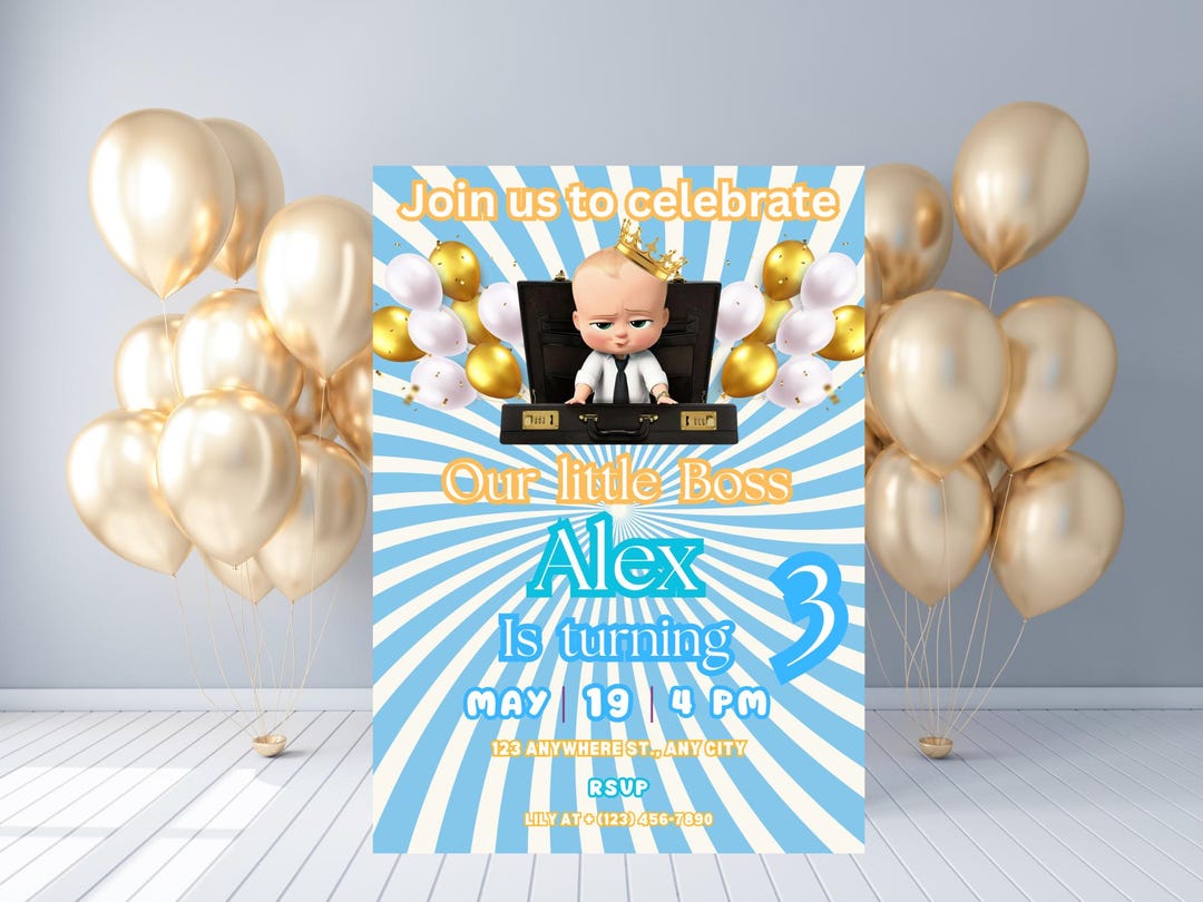 Editable Baby Boss Boy Birthday Invitation | Boss Baby Party Invitation ...