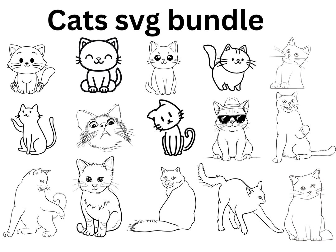 Cats SVG File Bundle Pack - All Cat Breed Silhouettes & Cut Files High ...