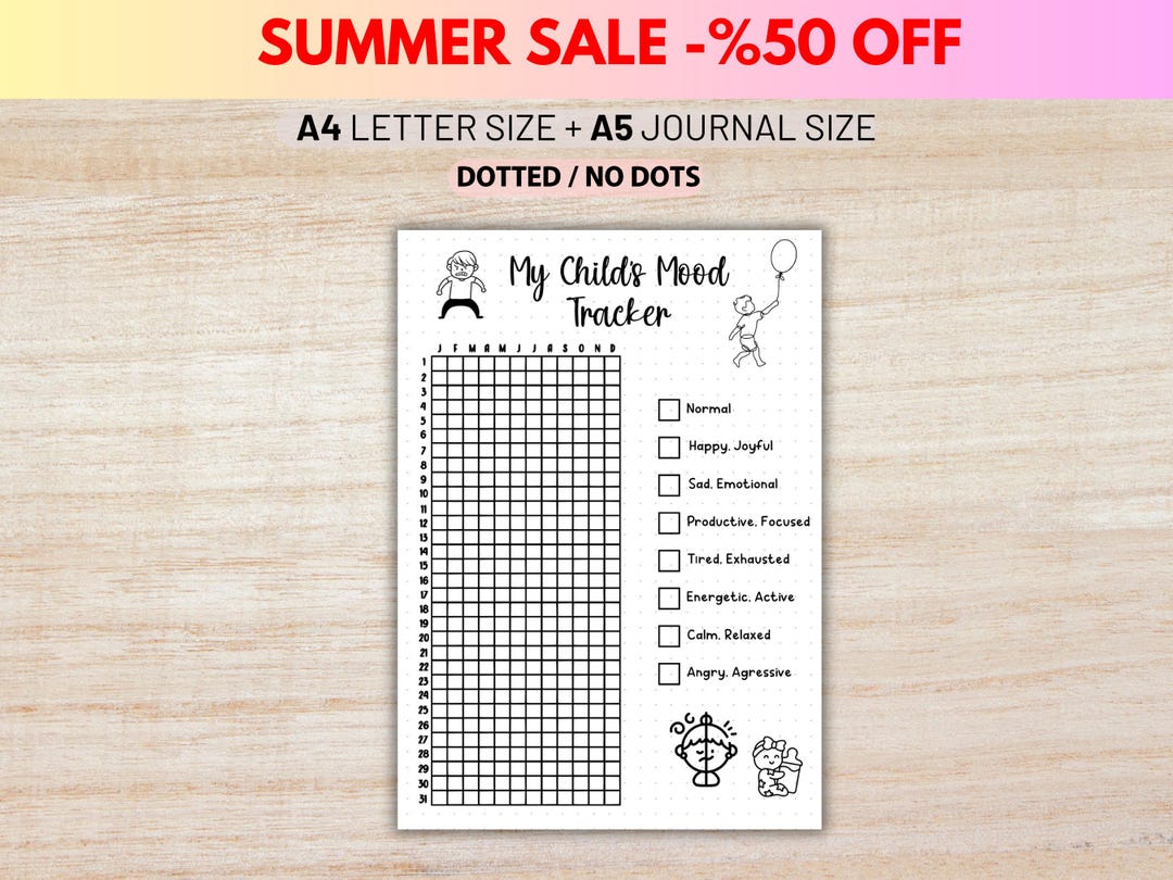 My Child's Mood Tracker | Printable Kids Emotion Chart | Child Wellness ...