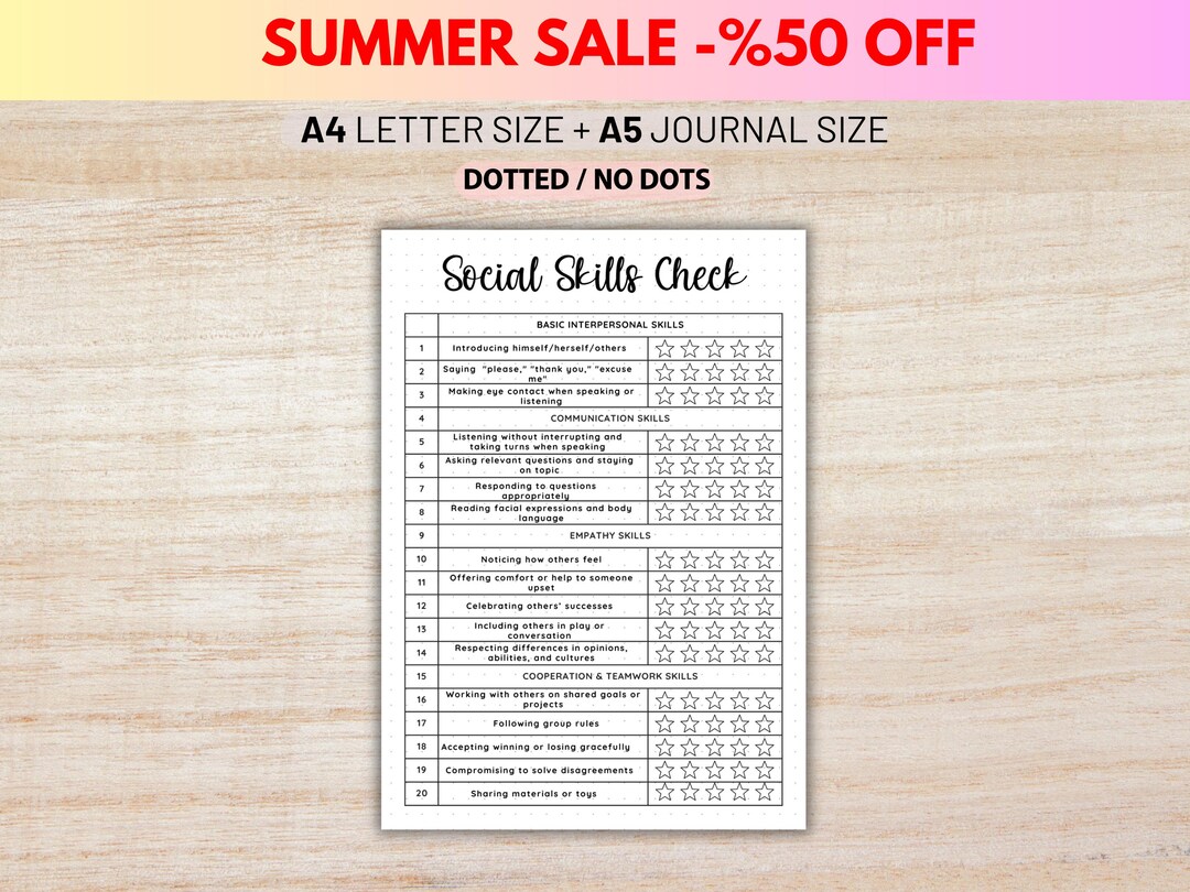 Social Skills Checklist for Kids | Printable Behavior Assessment ...
