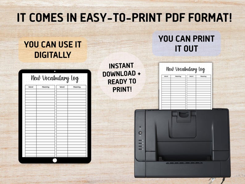 New Vocabulary Log | Printable & Digital Vocabulary Tracker | Language ...