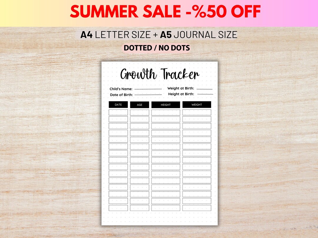 Child Growth Tracker | Printable Height & Weight Log | Child ...