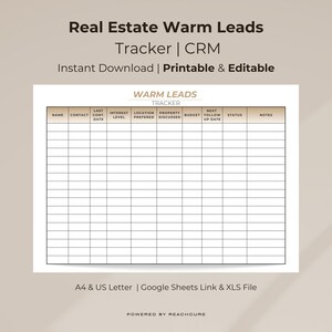 Warm Leads Tracker Printable & Editable Google Sheets | Client Follow ...