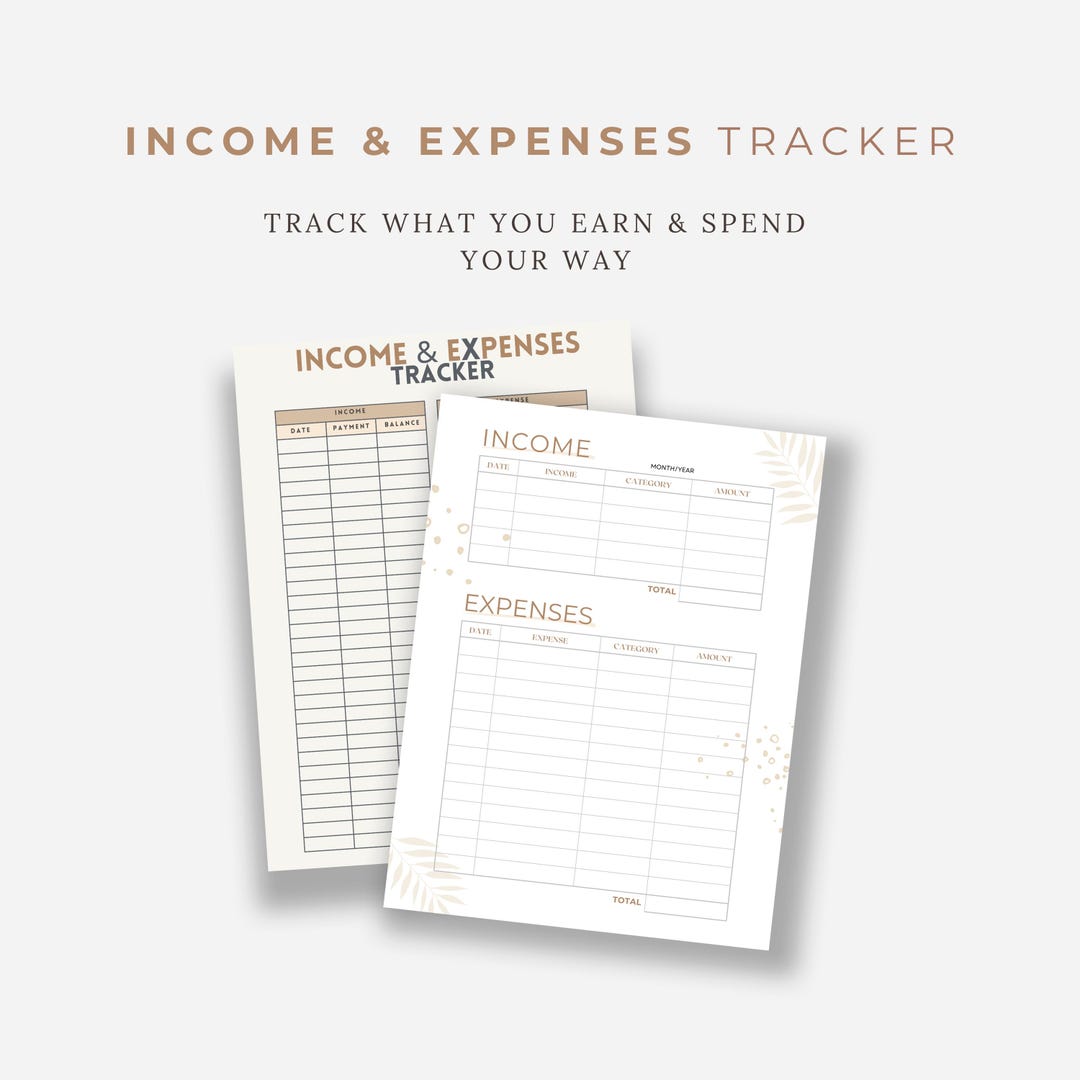 Income & Expenses Tracker - 2 Printable Styles | A4 and US Letter ...