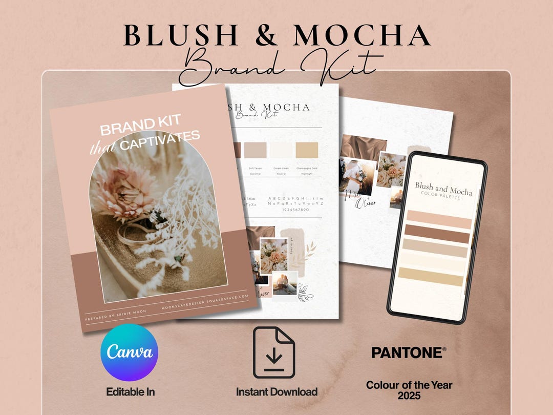 Blush & Mocha Brand Kit Template • Editable Canva Branding Board ...