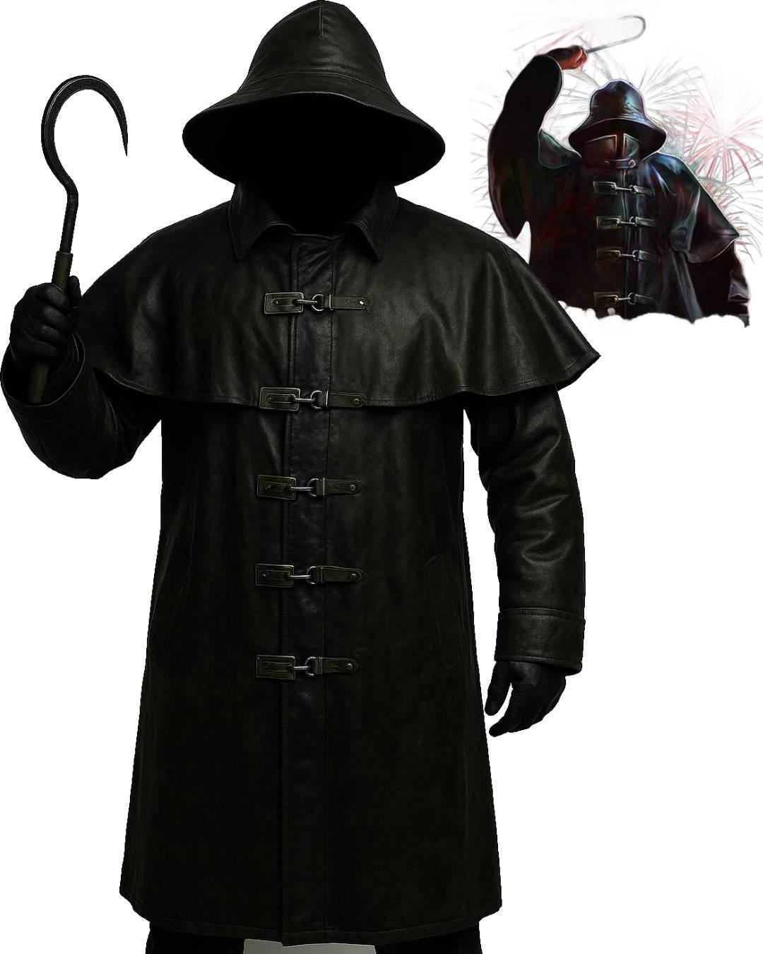 Horror Cosplay Black Trench Coat | Handmade Leather Costume (free Hat ...