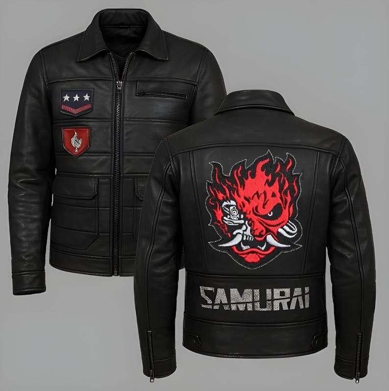 Handmade Customize Samurai Oni Demon Faux Leather Jacket – Cyberpunk ...