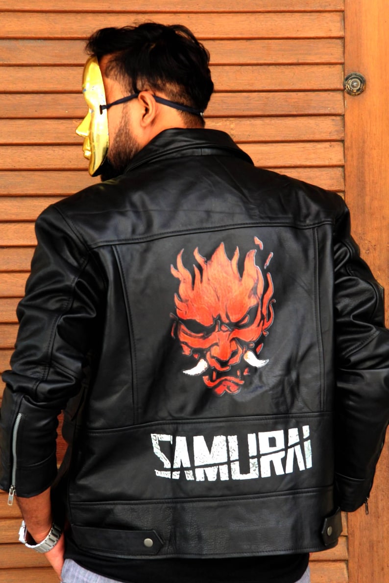 Handmade Customize Samurai Oni Demon Faux Leather Jacket – Cyberpunk ...