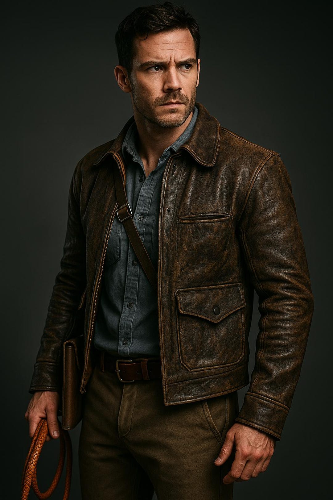 Vintage Style Distressed Brown Leather Jacket for Men – Adventure Look ...