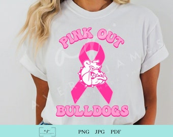 Pink Out Bulldogs PNG Football Pink Out Mascot Sublimation File Breast ...