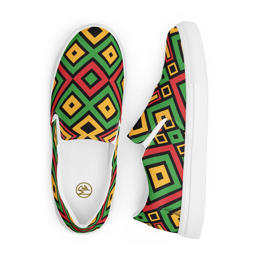 African-inspired Canvas Shoes – Women’s Comfortable Slip-ons With ...
