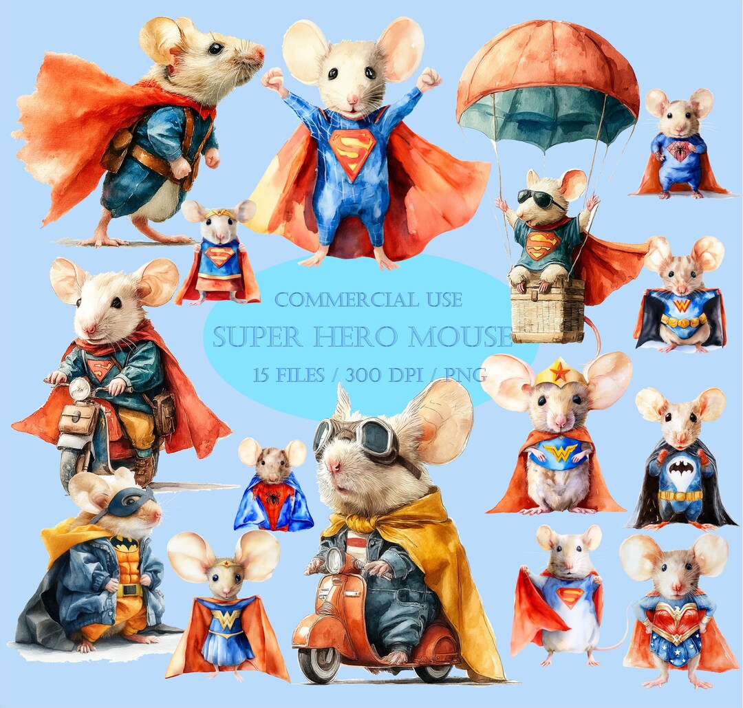 Super Hero Mouse Clipart, High Quality PNG, Commercial Use - Etsy