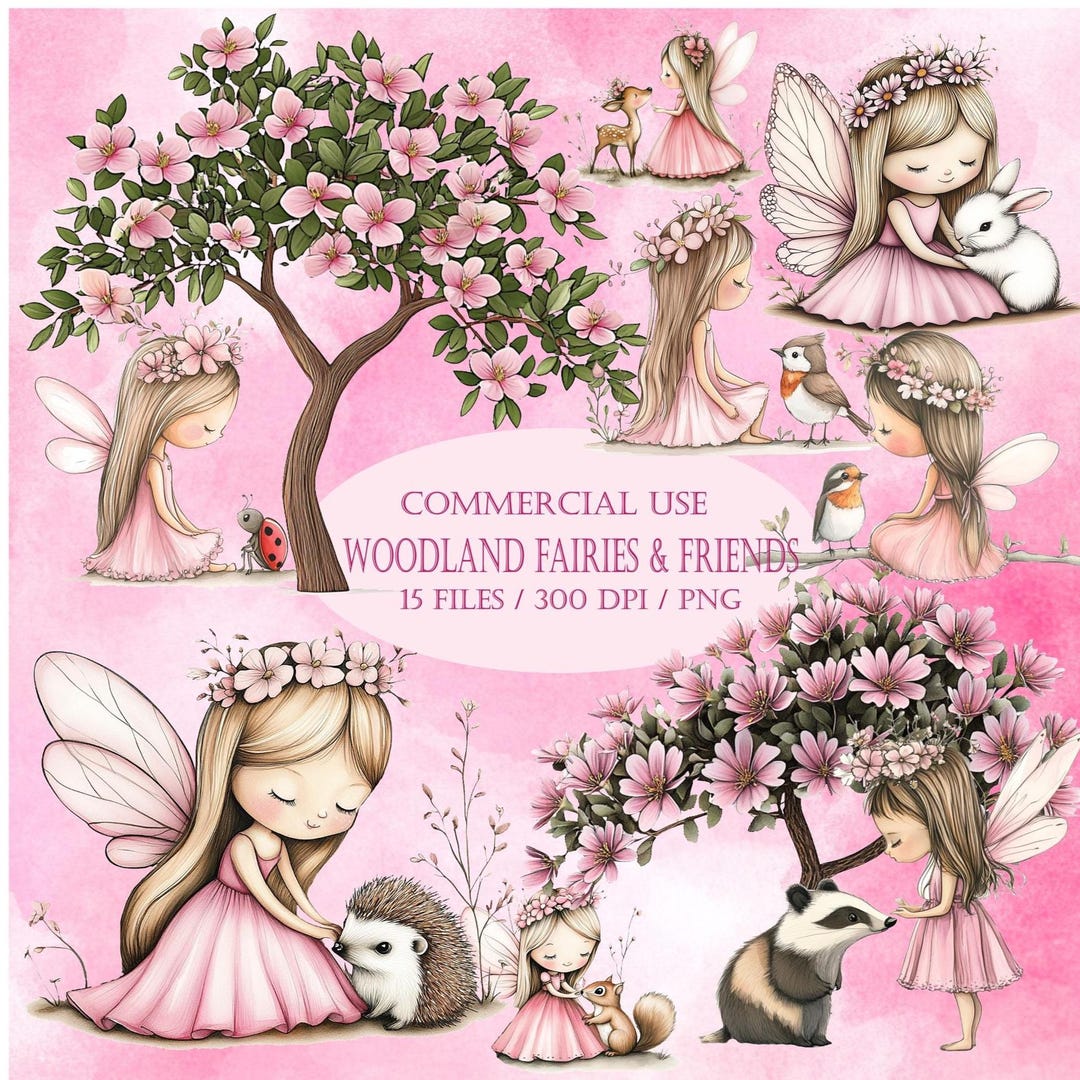 Woodland Fairies Clipart Set, Commercial Use (PNG) - Etsy