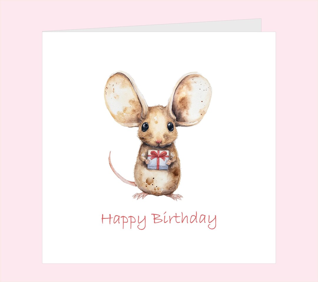 Printable Birthday Card Big Eared Mouse Birthday Card Happy Birthday ...