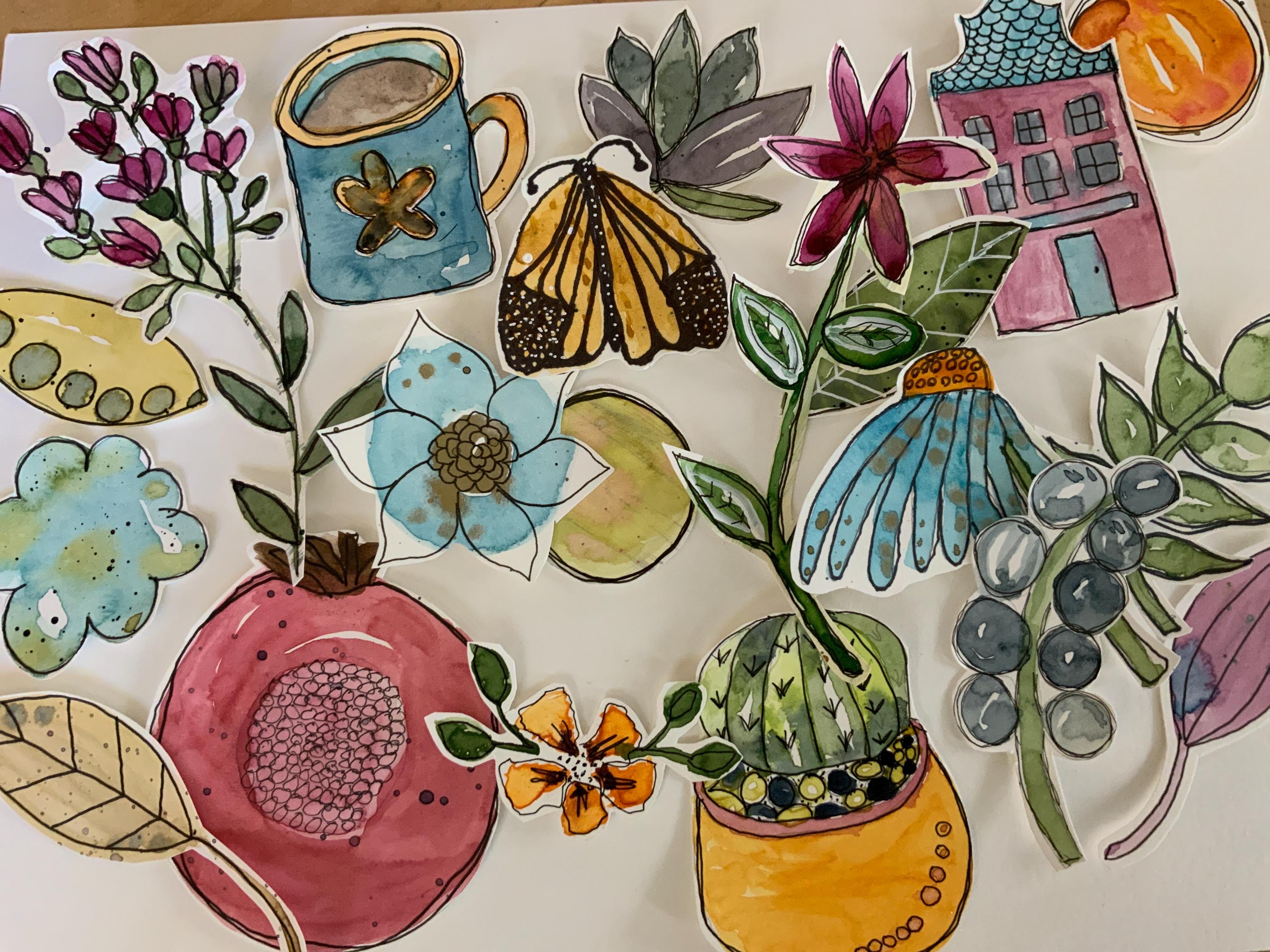 Collage Fodder, Hand Painted, Hand Cut, Ephemera, Grab Bag, Junk ...