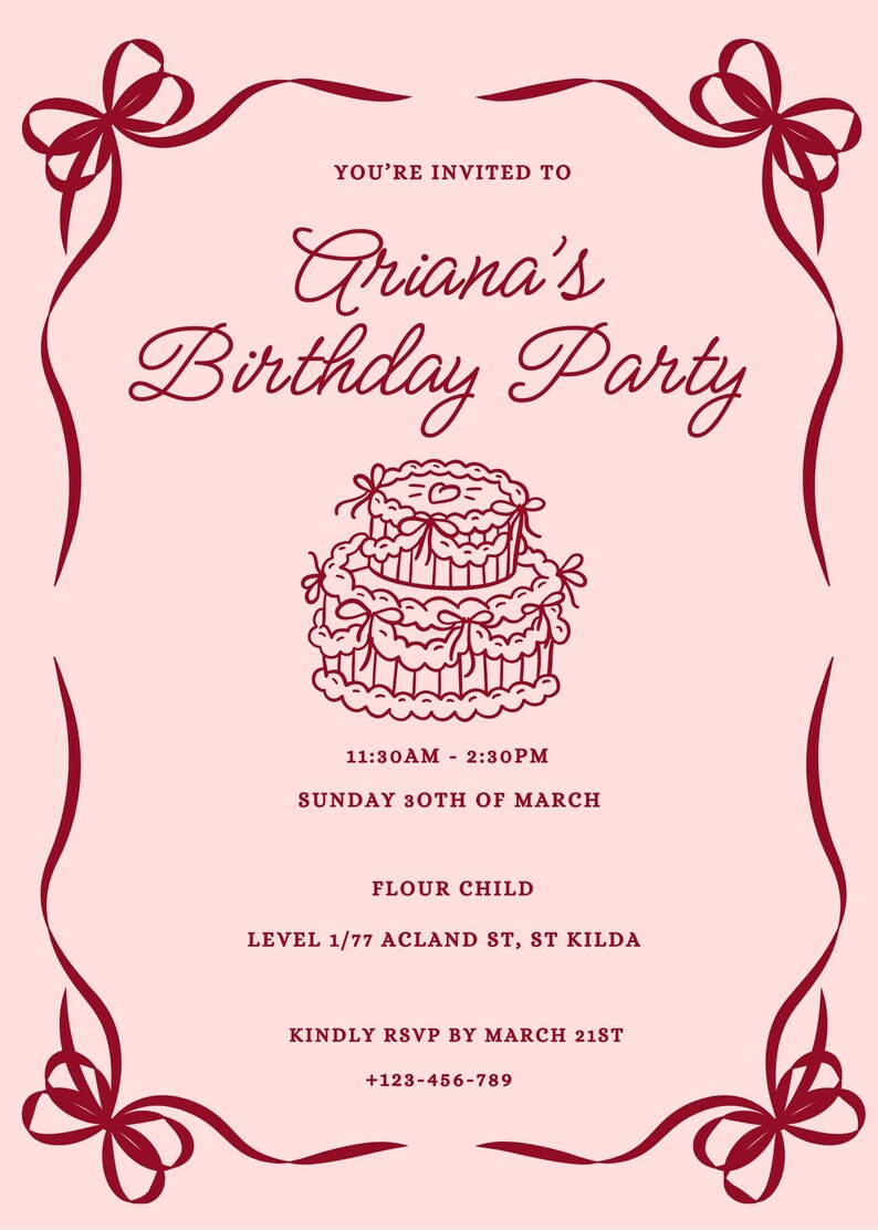 Coquette, Vintage Birthday Invitation *digital Download* - Etsy