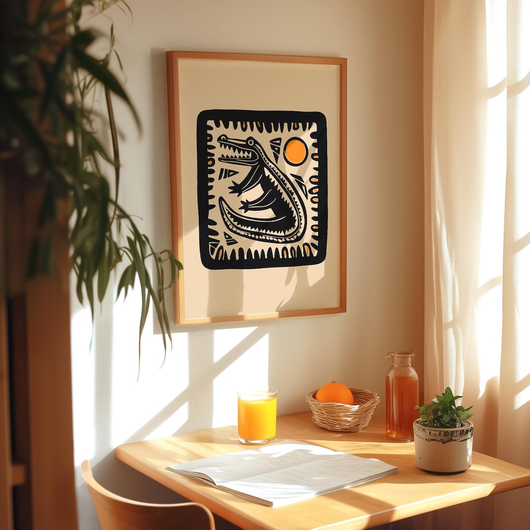 Aztec Crocodile - Abstract Colorful Wall Art Decor - Funky Retro ...