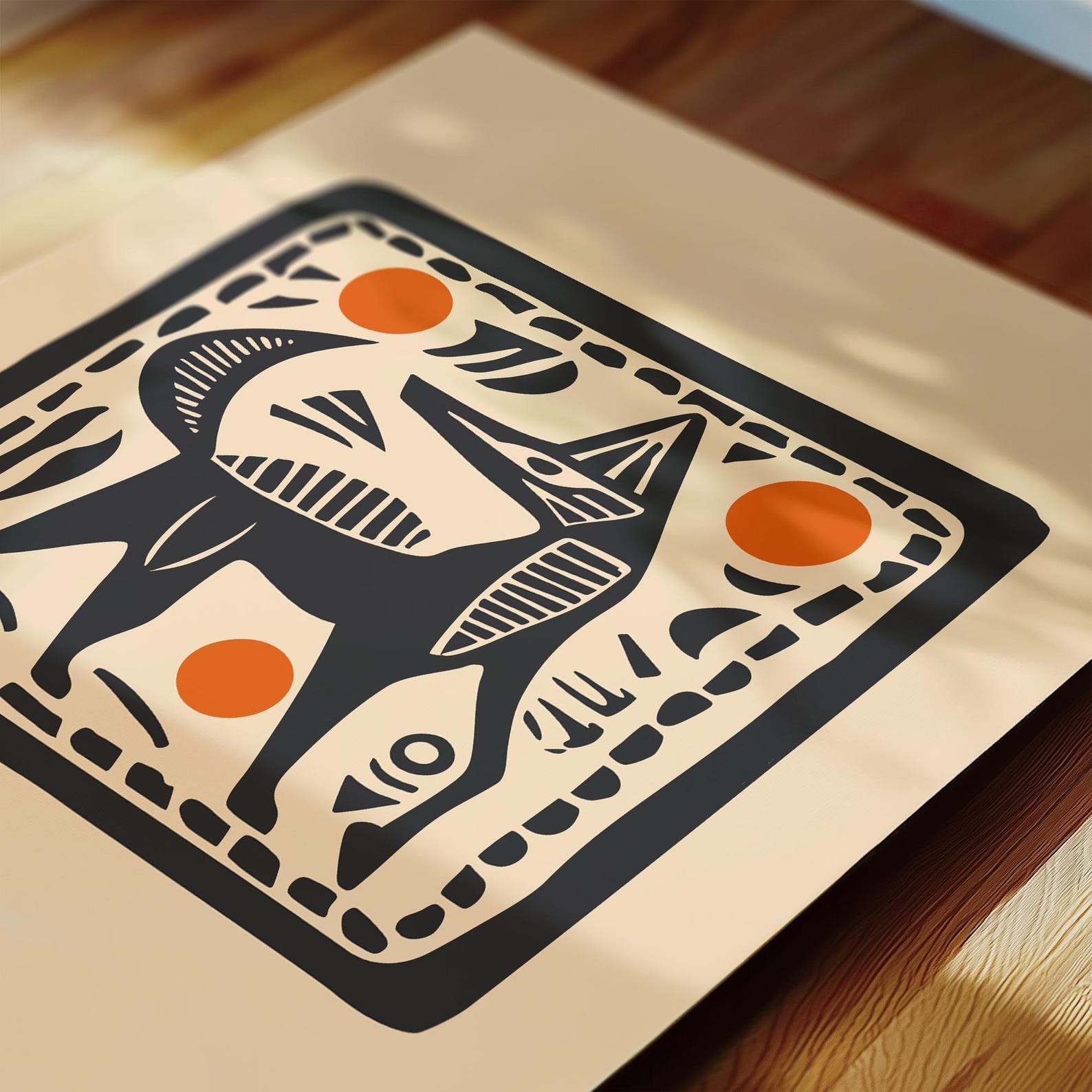 Aztec Coyote Print - Abstract Retro Wall Art Decor - Etsy