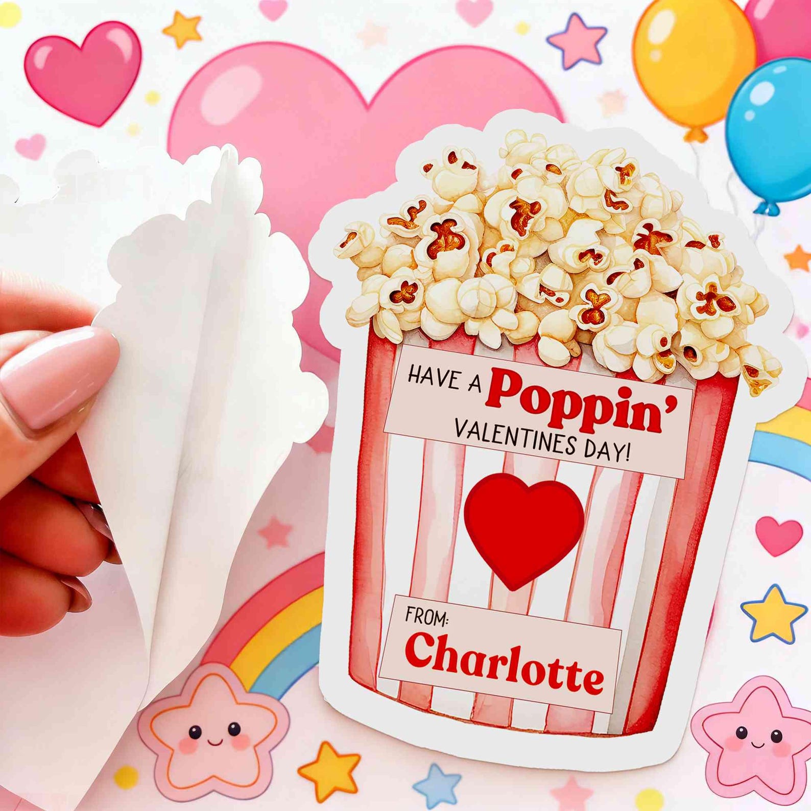 Custom Name Have a Poppin Valentine‘s Day Stickers | Personalized Gift ...