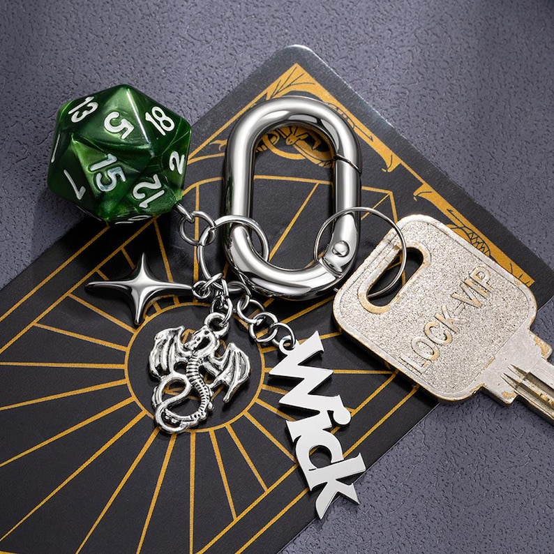 Personalized D20 Keychain Stainless Steel Key Chain Backpack Pendant ...