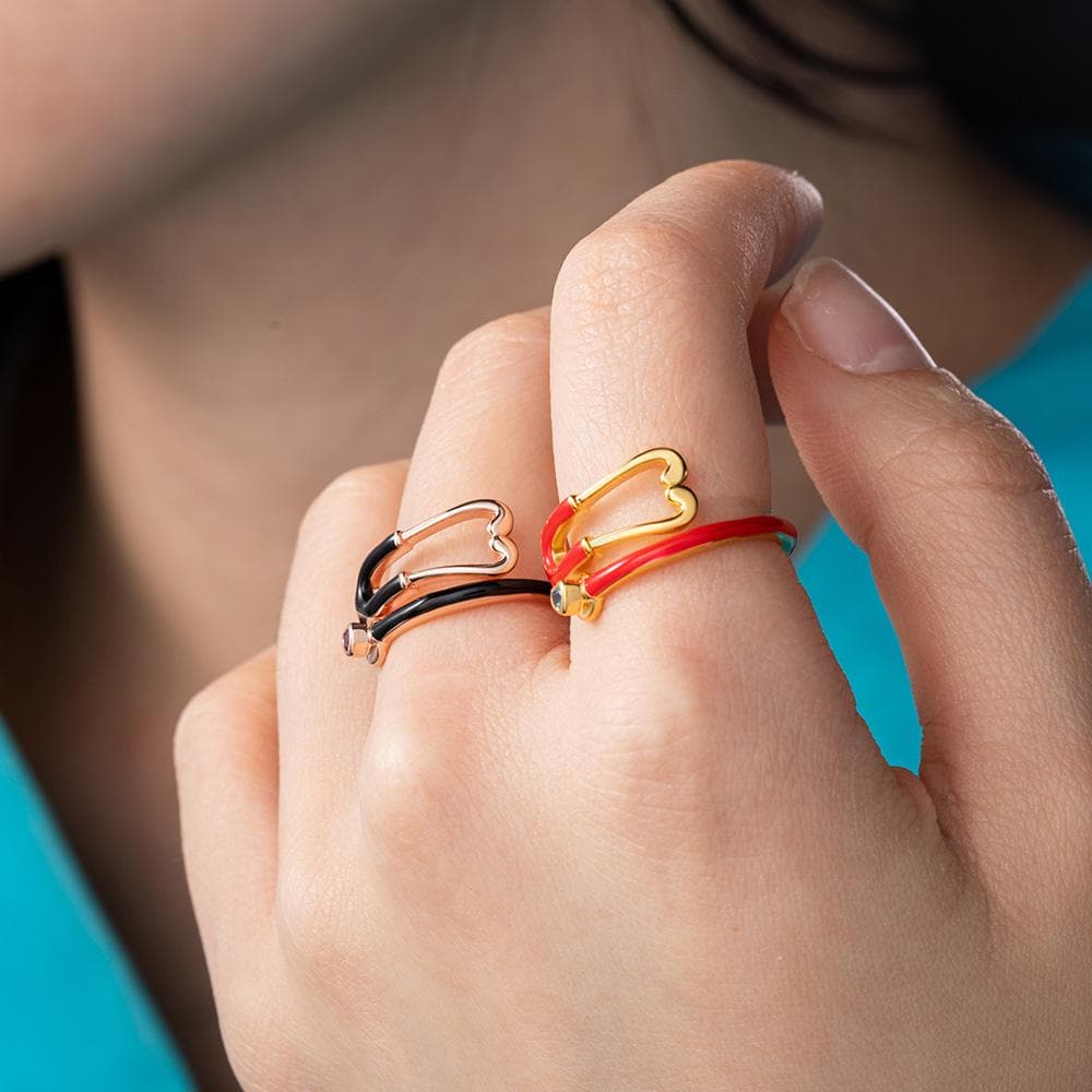Custom Stethoscope Ring With Heart Birthstone Stethoscope Enamel Ring ...