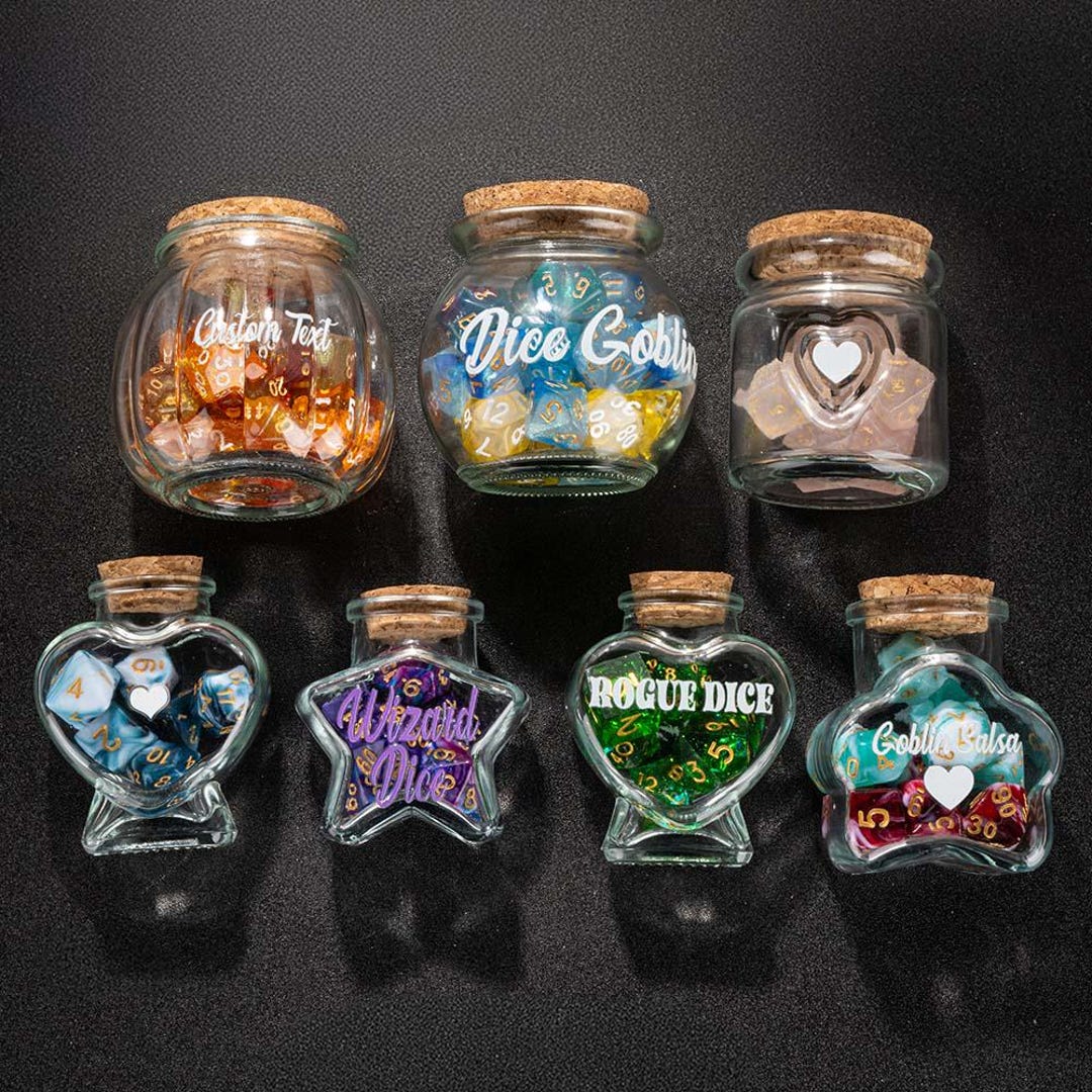 Personalized Glass Bottle for Dice Storage Custom Name Corked Bottle ...