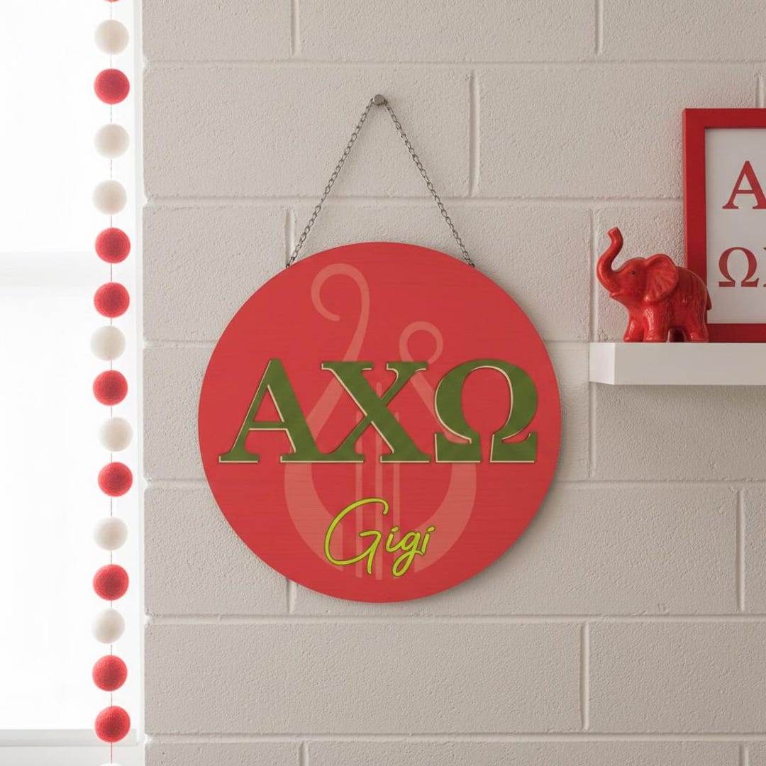 Personalized Alpha Chi Omega Welcome Door Sign, Custom Name AXO ...