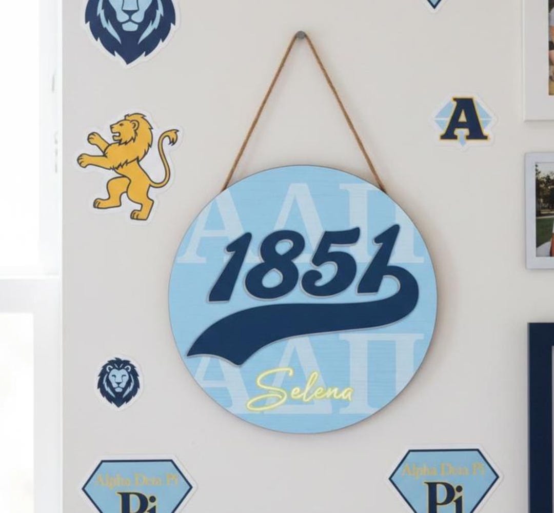 Personalized Alpha Delta Pi Welcome Door Sign, Custom Name 1851 ...