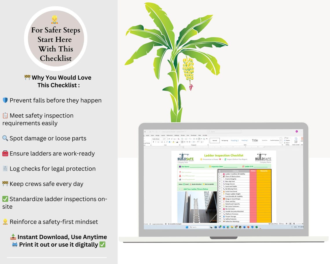 Ladders Inspection Checklist - Ladder Inspection Form - Ladder Safety ...