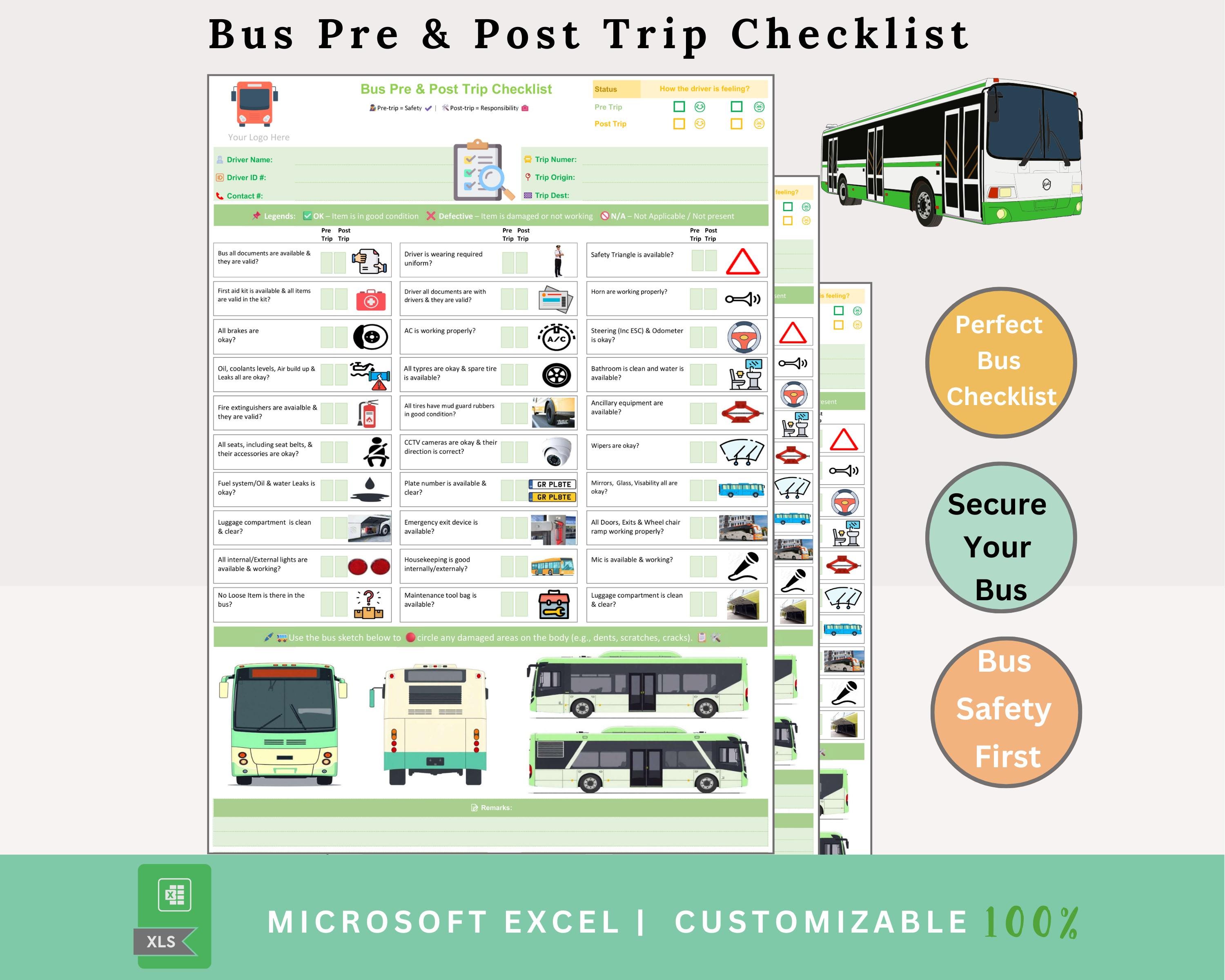 Bus Pre Trip Inspection Checklist - Bus Inspection Checklist - Bus ...